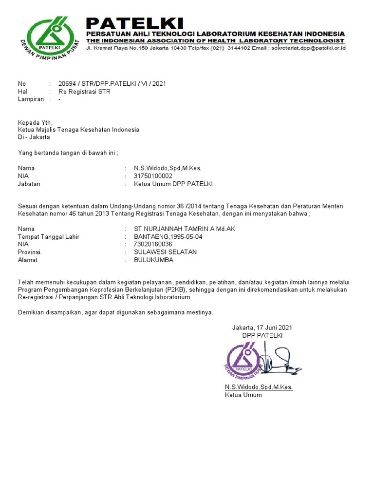 Surat Rekomendasi P2KB | PDF