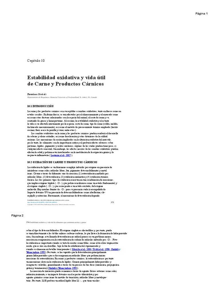 Capítulo 10 - Estabilidad Oxidativa y Vida Útil de La Carne y Los ...