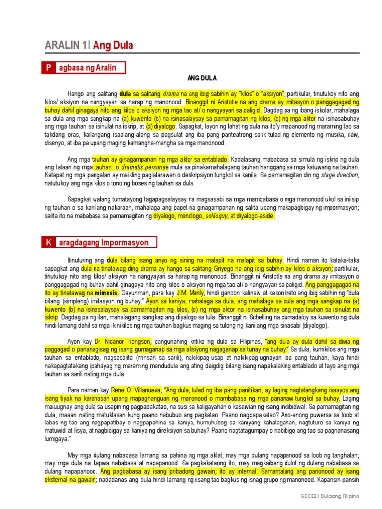Aralin 1 - Ang Dula | PDF