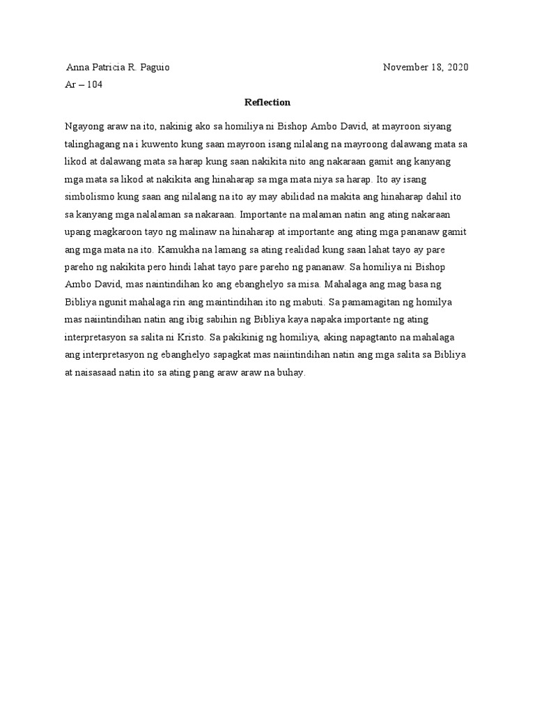 Homily Reflection | PDF