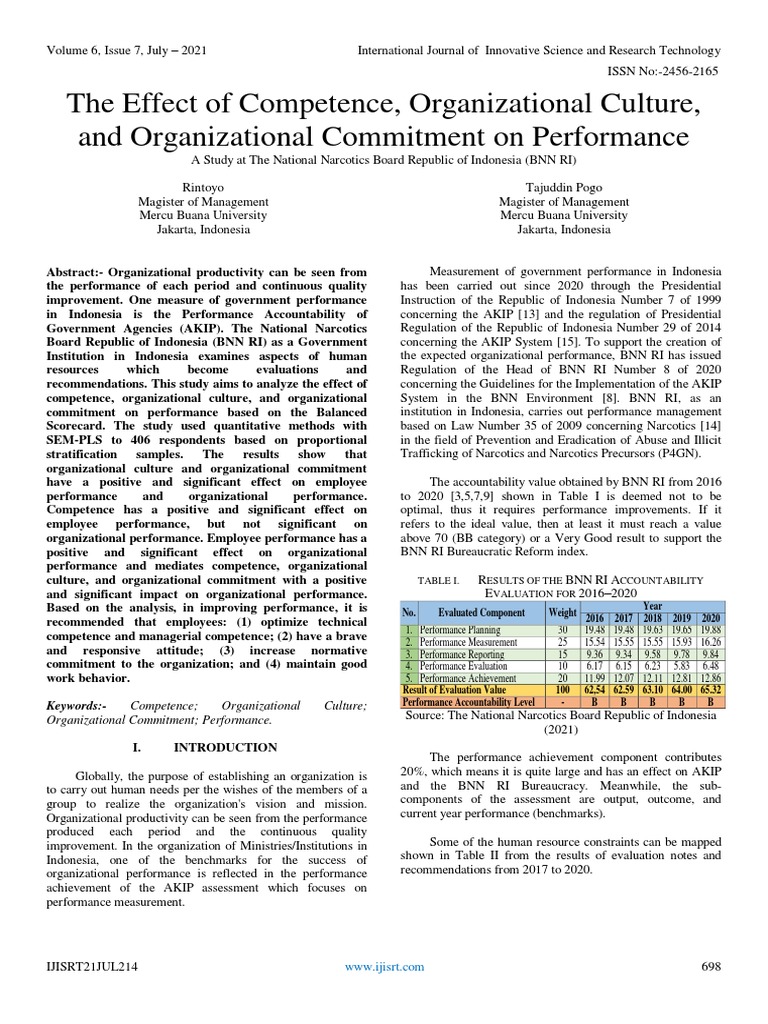 The Effect of Competence, Organizational Culture, and Organizational ...