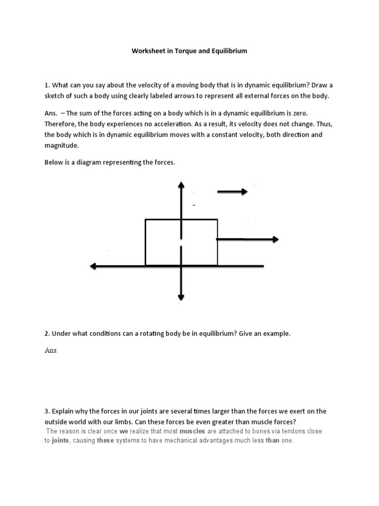 Worksheet in Torque and Equilibrium | PDF | Force | Torque