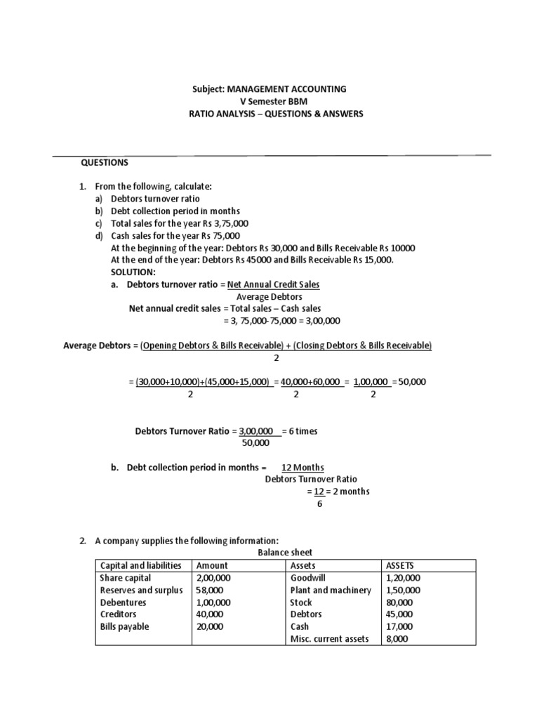 Ratio Analysis Questions & Answers | PDF | Equity (Finance) | Balance Sheet