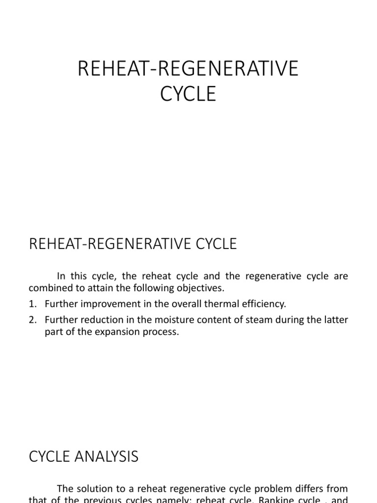 Reheat-Regenerative Rankine Cycle Analysis | PDF | Chemical Engineering ...