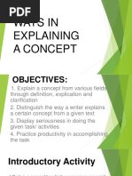 Ways in Explaining A Concept | PDF | Concept | Definition