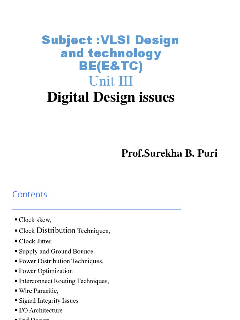 Vlsi Digital Design Issues | PDF | Electrostatic Discharge ...