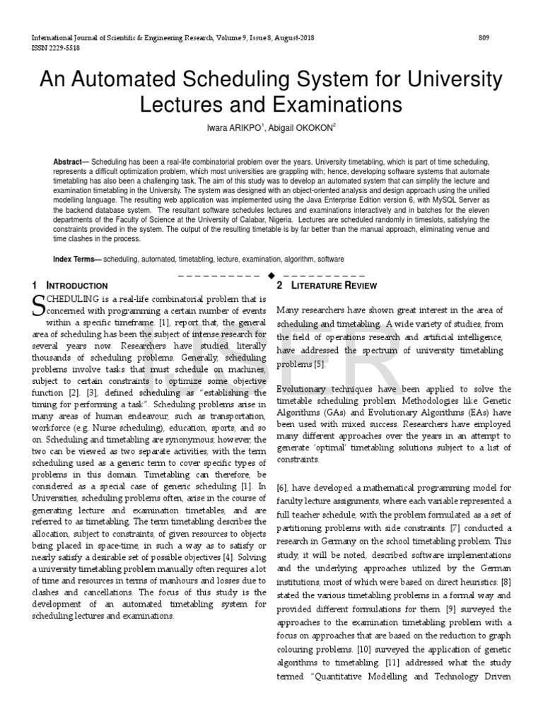 Automated University Timetabling System | PDF | Scheduling (Production ...