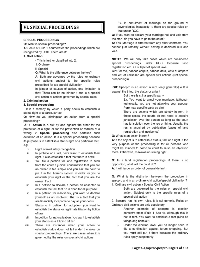 Specpro Reviewer | PDF | Probate | Intestacy