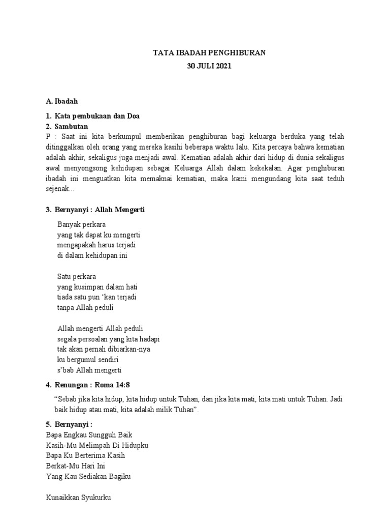 Tata Ibadah Penghiburan | PDF