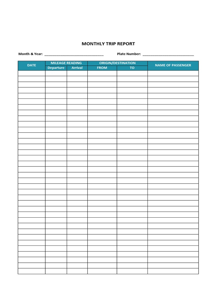 Monthly Trip Report Template | PDF | Law