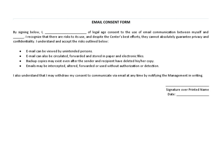 Sample Email Consent Form | PDF | Privacy | Computer Security