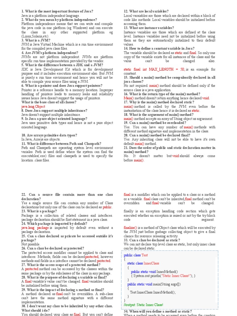 Java Apptitude | PDF | Class (Computer Programming) | Method (Computer Programming)