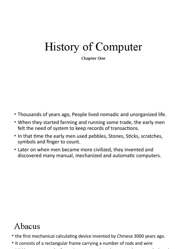 History of Computer: Chapter One | PDF | Operating System | Laptop