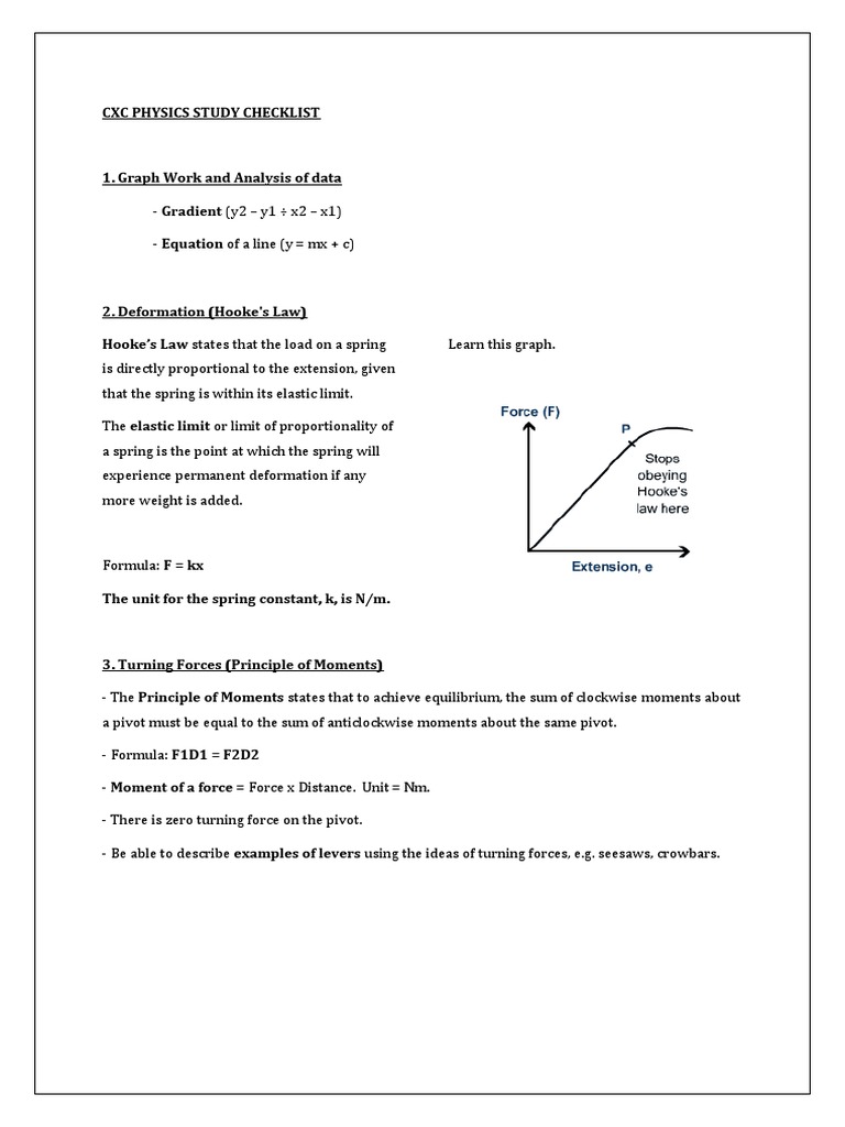 Csec Physics Study Checklist | PDF | Atoms | Sound