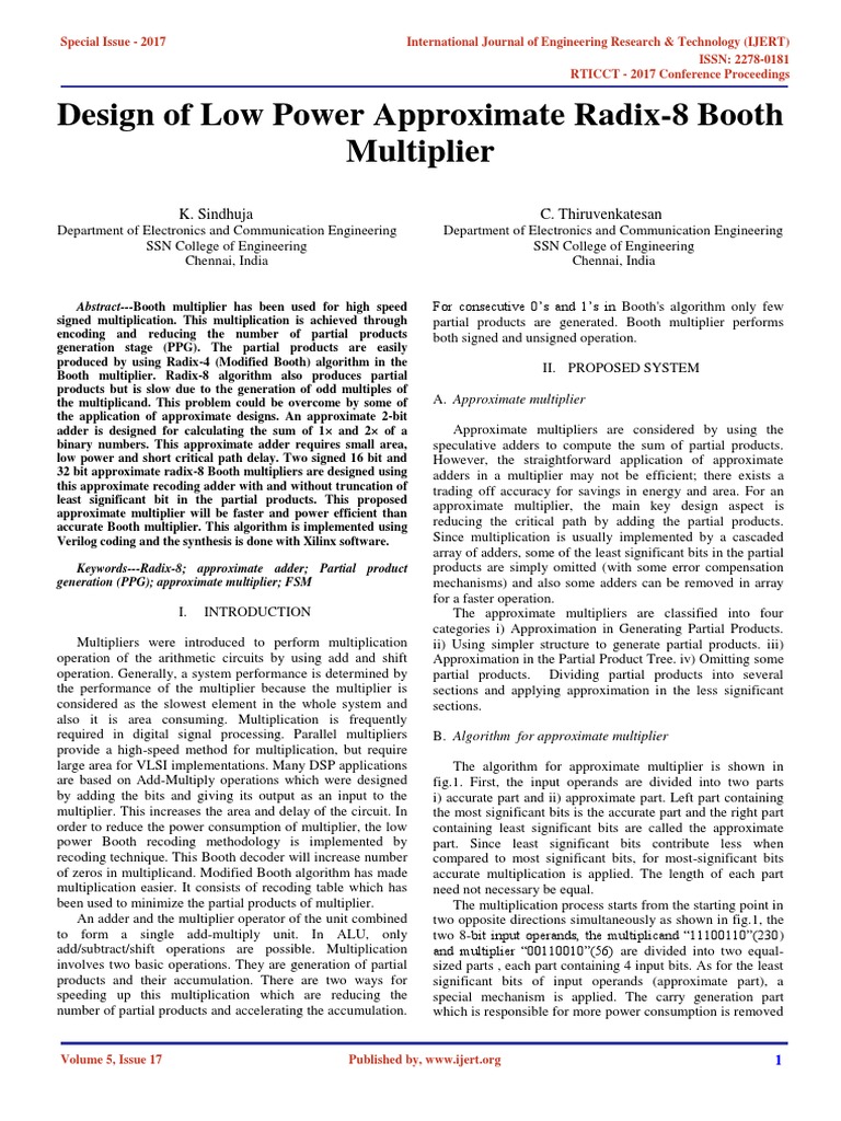 Design of Low Power Approximate Radix 8 Booth Multiplier ...