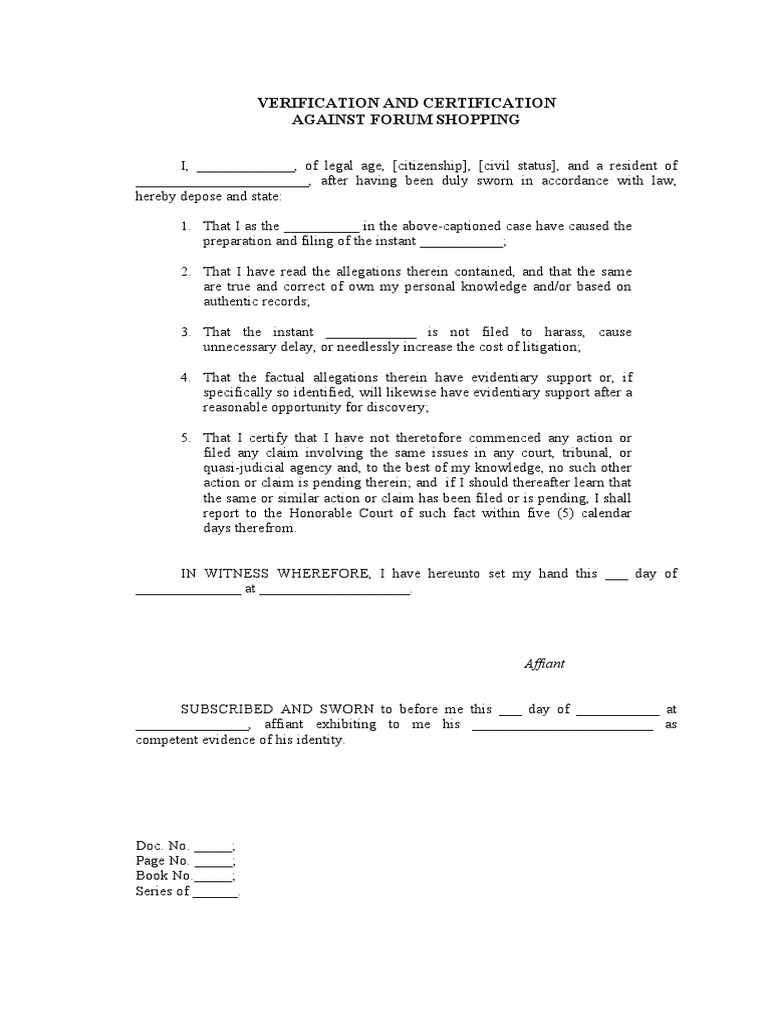 Verification and Certification - Template | PDF