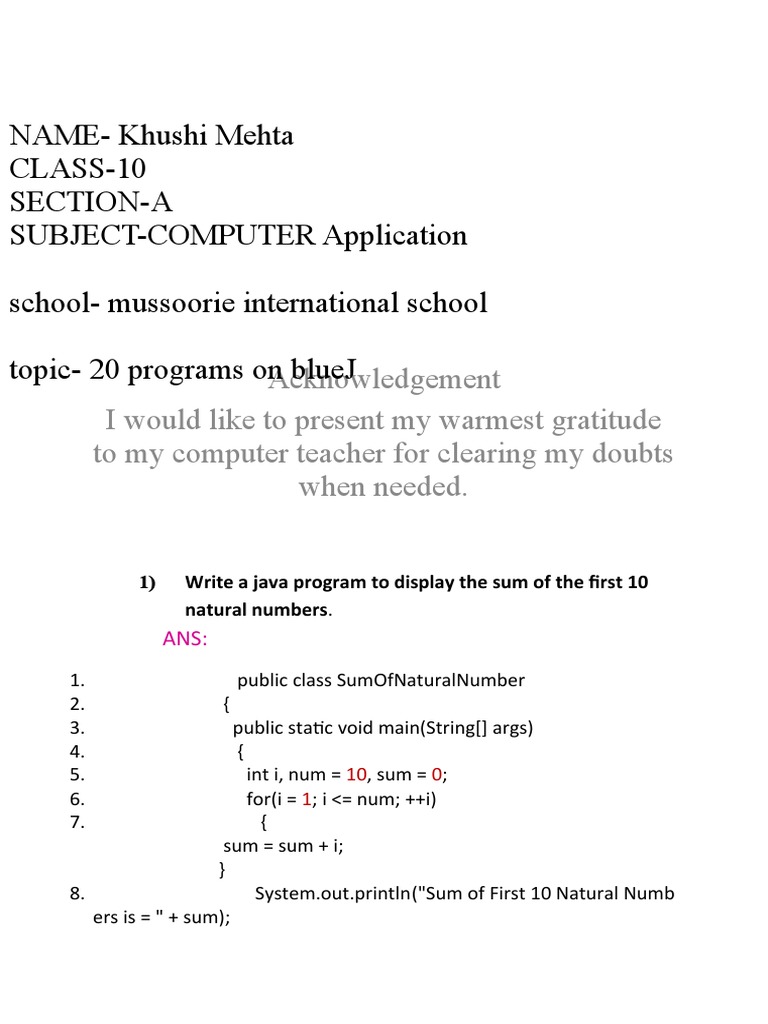 Name-Khushi Mehta Class-10 Section-A Subject-Computer Application ...