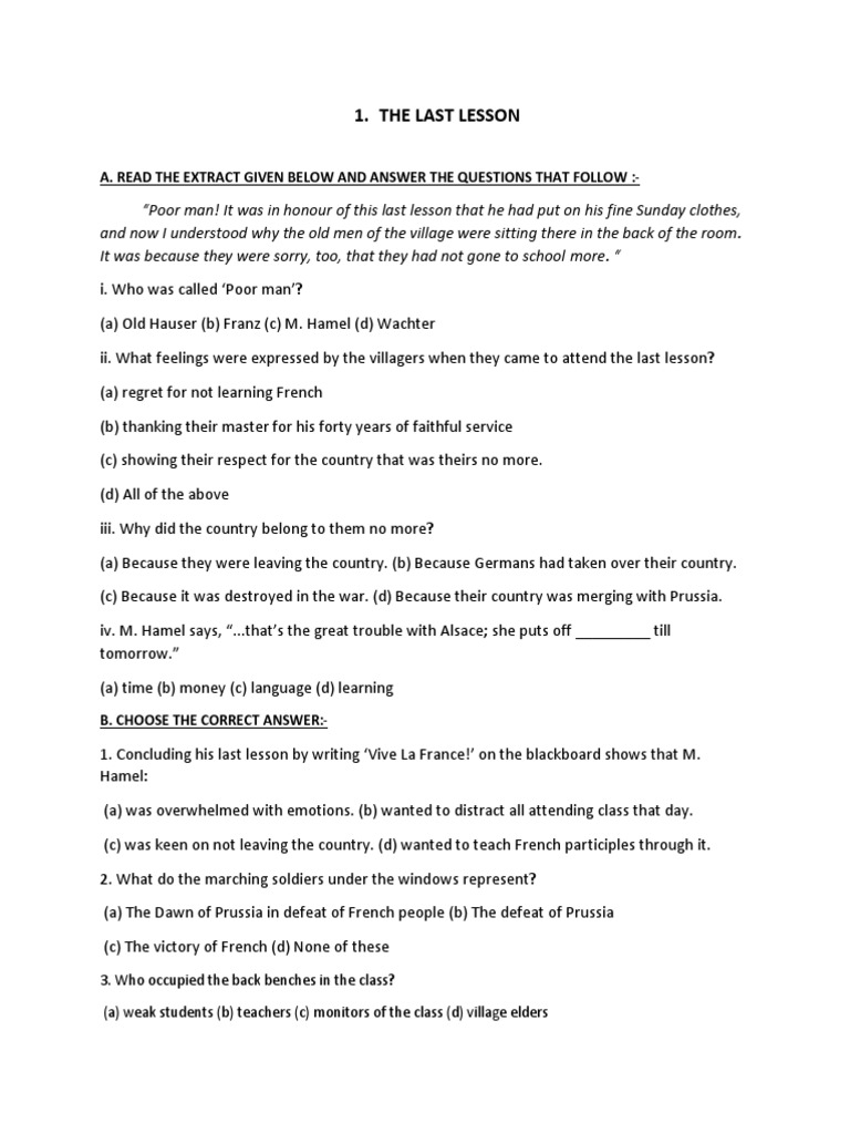 Last Lesson Analysis and Questions | PDF