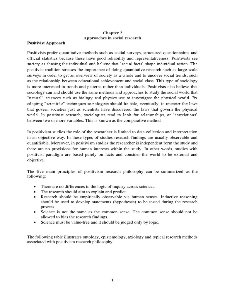 Positivist Approach: Approaches in Social Research | Download Free PDF ...