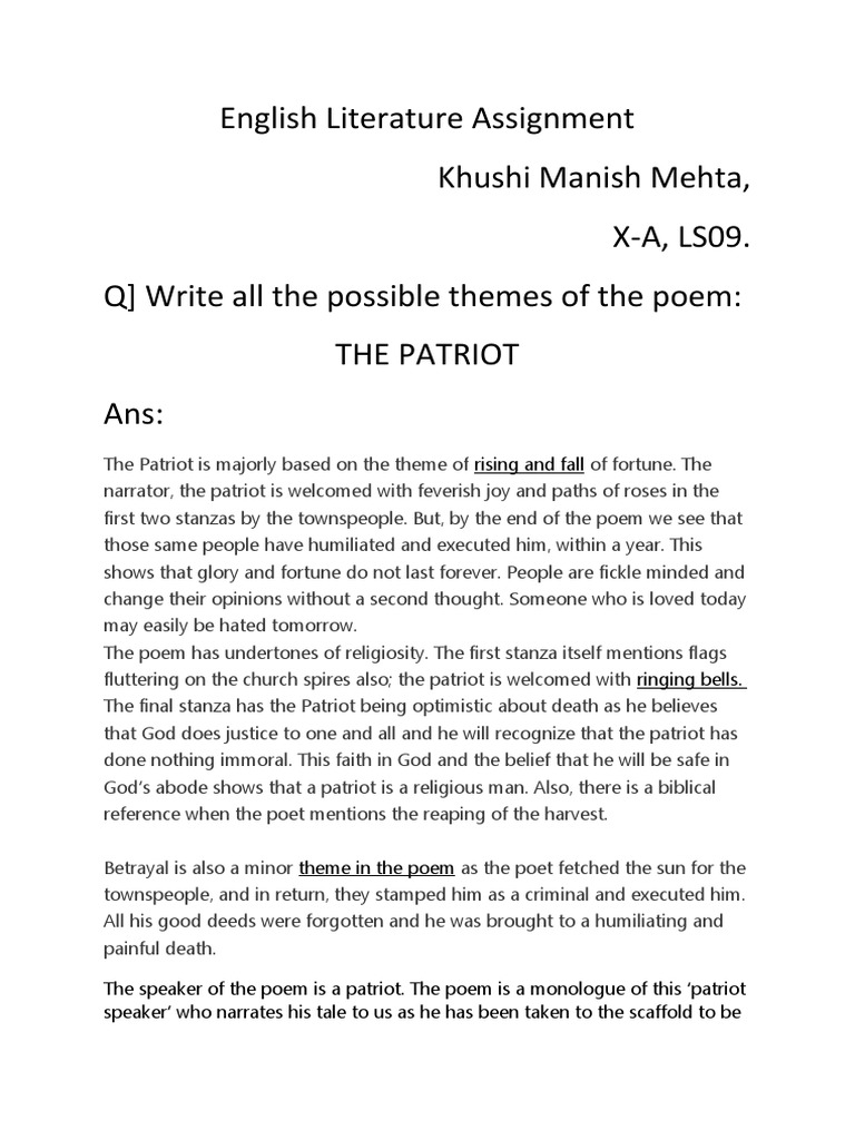 English Literature Assignment | PDF