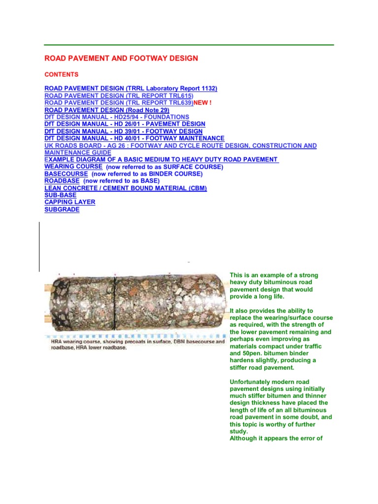 An Example Diagram of A Basic Medium To Heavy Duty Road Pavement | PDF ...