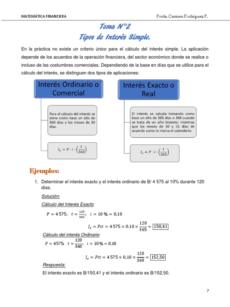 TEMA 2 Tipos de Interés Simple | PDF | Finanzas Matemáticas | Interés
