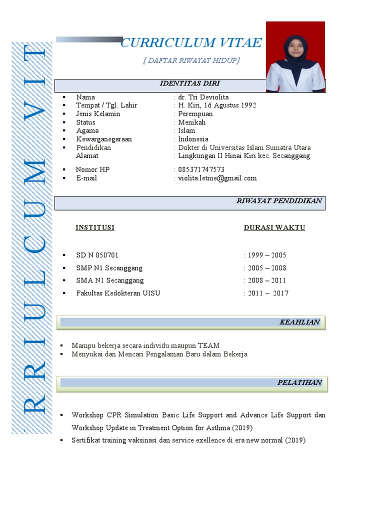 Curriculum Vitae: Pendidikan: Dokter Di Universitas Islam Sumatra Utara | PDF