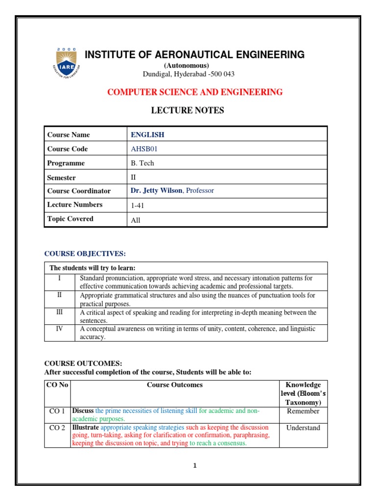 English Lecture Notes | Download Free PDF | Code | Communication