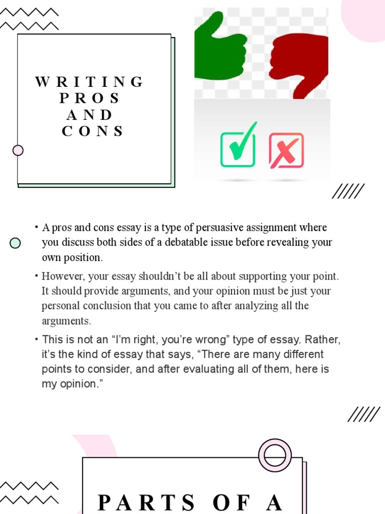 Writing Pros and Cons | PDF | Essays | Paragraph
