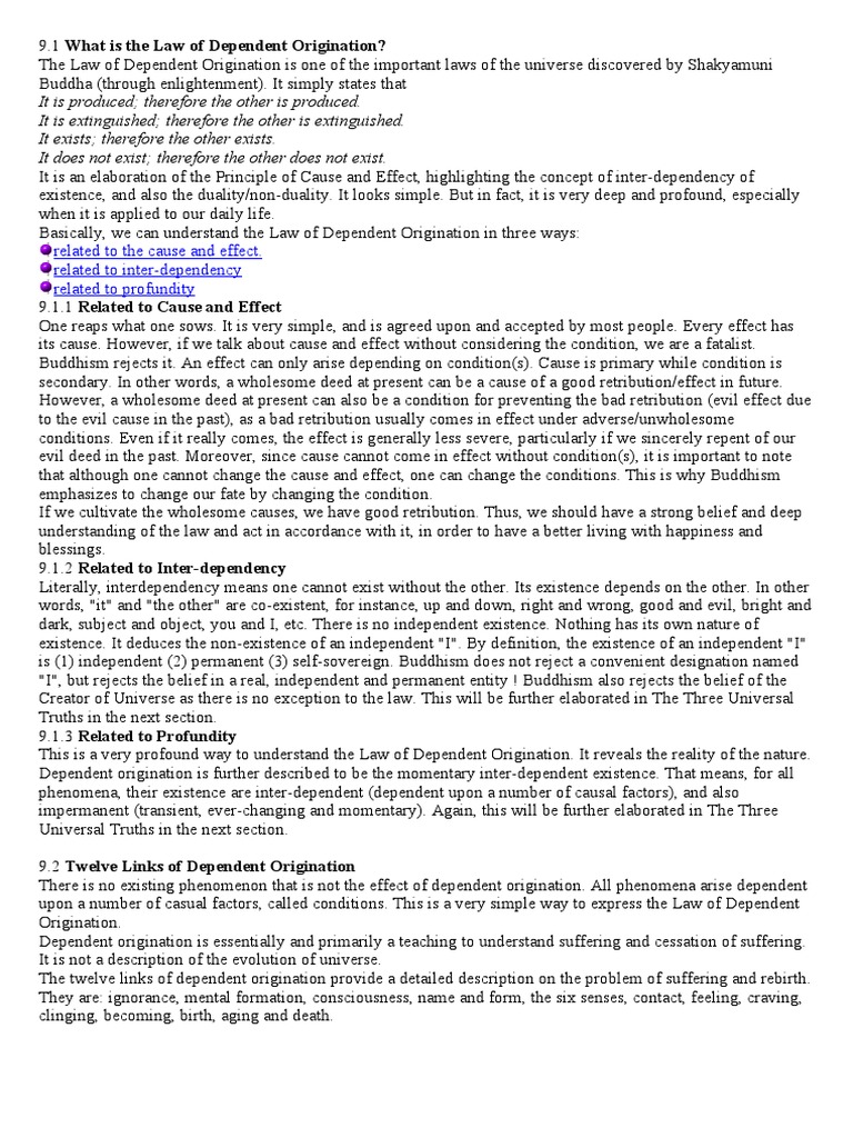 The Law of The Dependent Origination | PDF | Mind | Consciousness