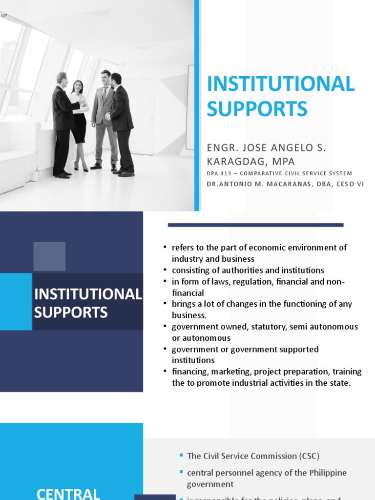 Institutional Supports: Engr. Jose Angelo S. Karagdag, Mpa | PDF ...