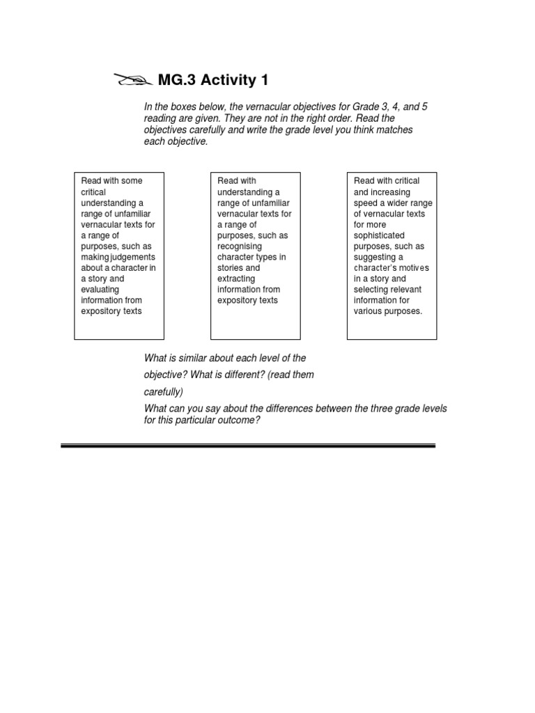 Grade 3-5 Reading Objectives Analysis | PDF