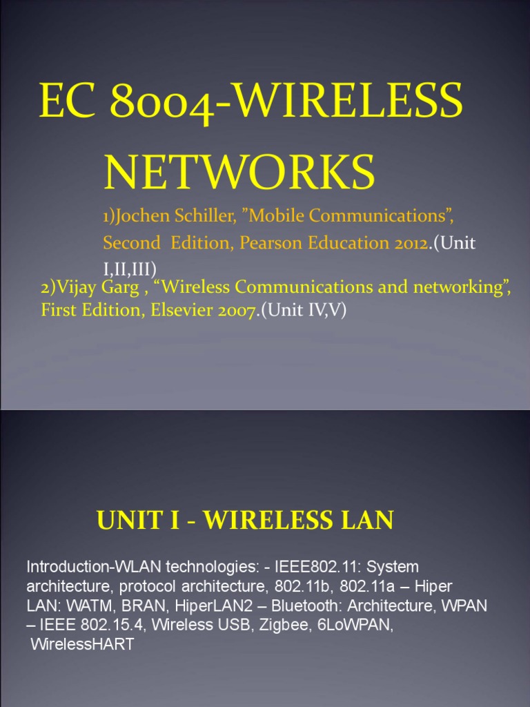 EC8004-Wireless Networks-Notes | PDF | Radio Spectrum | Wireless Lan