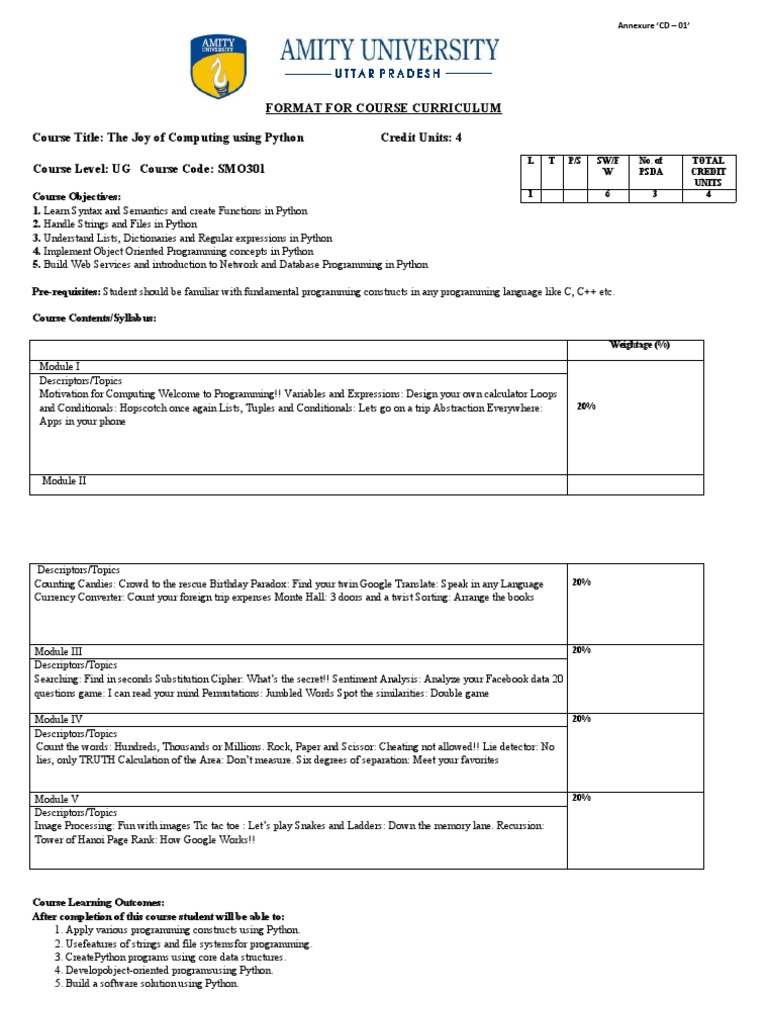 Python Computing Course Curriculum | PDF | Python (Programming Language) | Massive Open Online ...