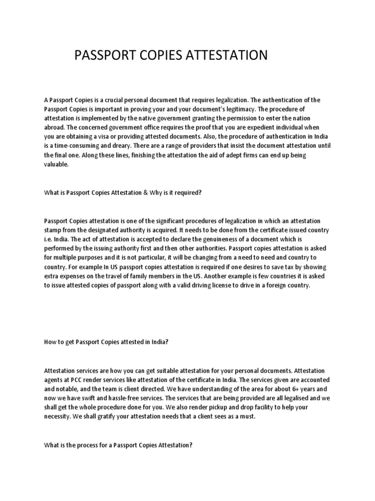 Passport Copies Attestation Guide | PDF | Passport | Travel Visa