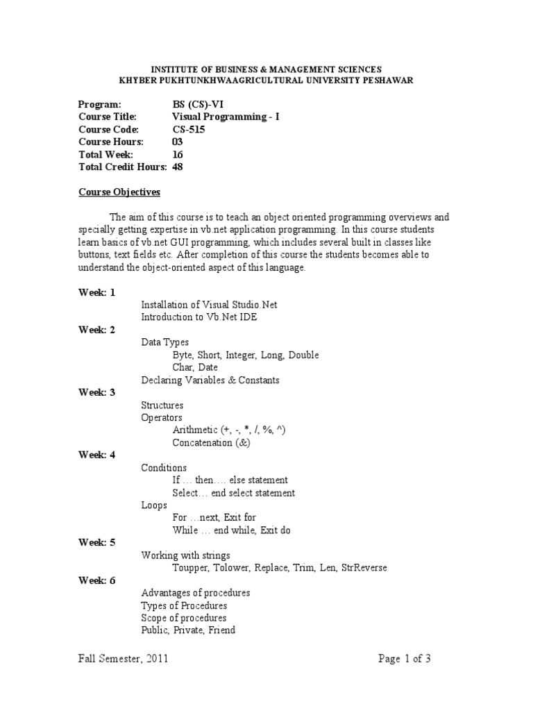 Visual Programming I Pdf Class Computer Programming Systems Engineering 