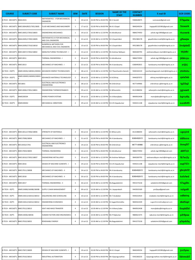 Mechanical Part Time Theory Exam GCR Codes | PDF | Machines | Engineering