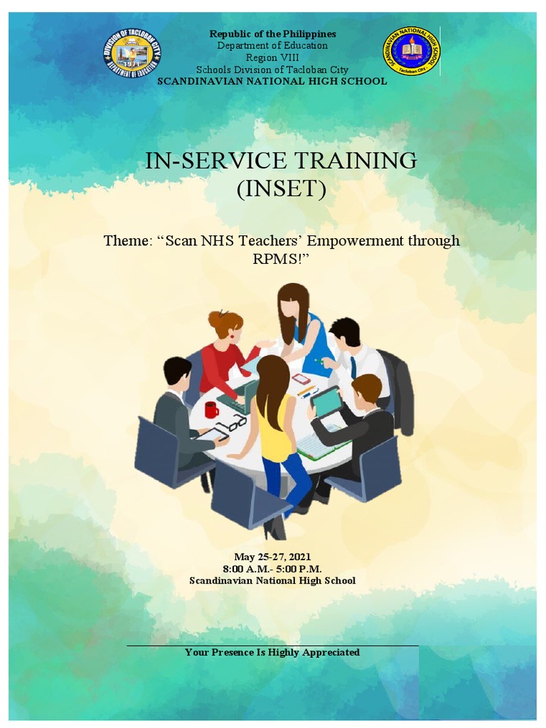 In-Service Training (Inset) : Theme: "Scan NHS Teachers' Empowerment ...