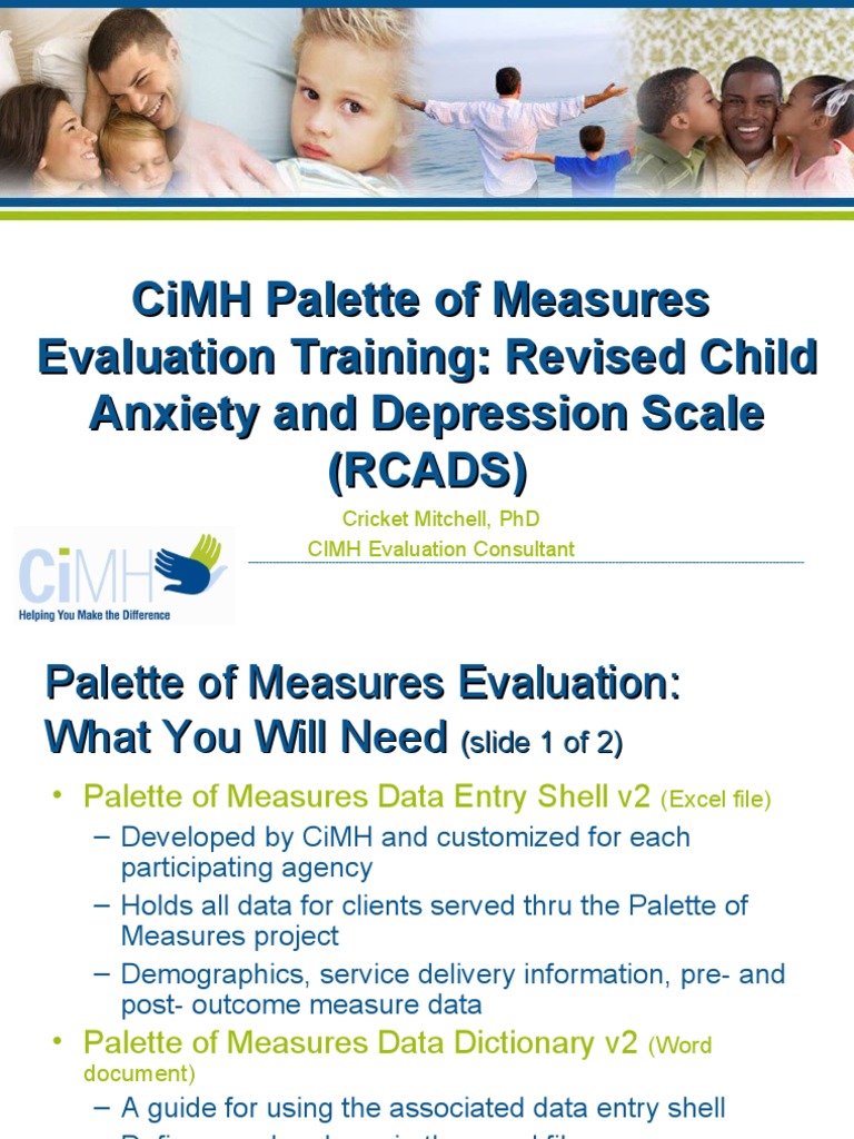 Cimh Palette of Measures Evaluation Training: Revised Child Anxiety and ...