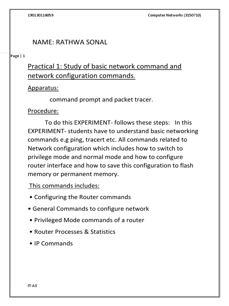 Practical 1 (CN) | PDF | Computer Network | Computer Data