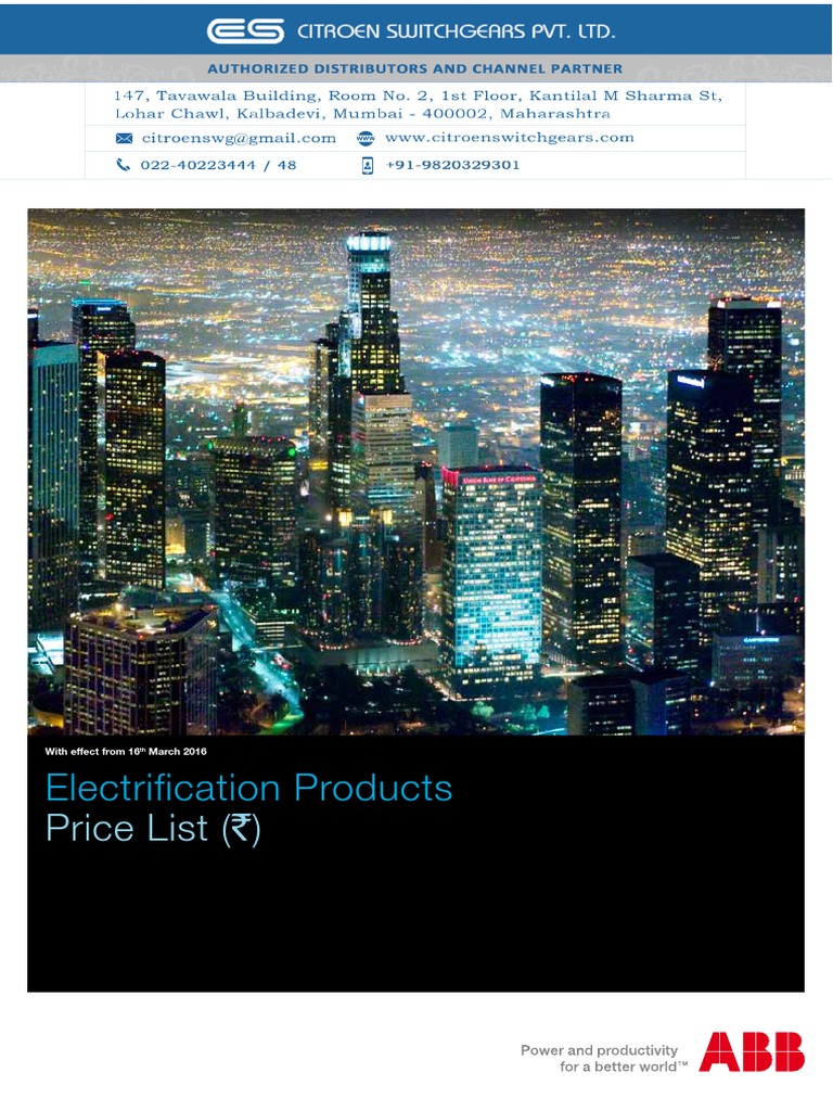 ABB Electrification Products Price List (March 2016) | PDF | Switch ...