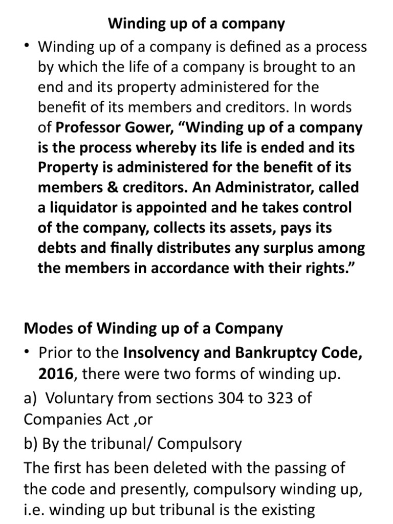 Winding up company process | PDF | Liquidation | Corporate Law