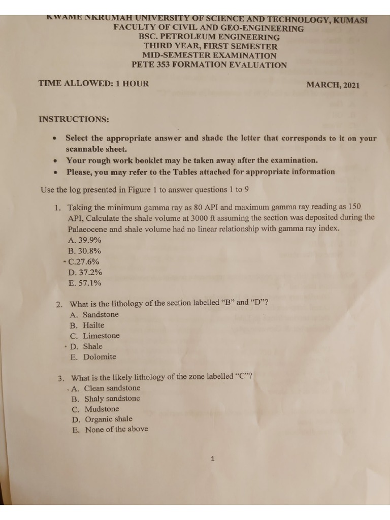 Formation Evaluation Midsem | PDF Formation Evaluation Midsem | PDF