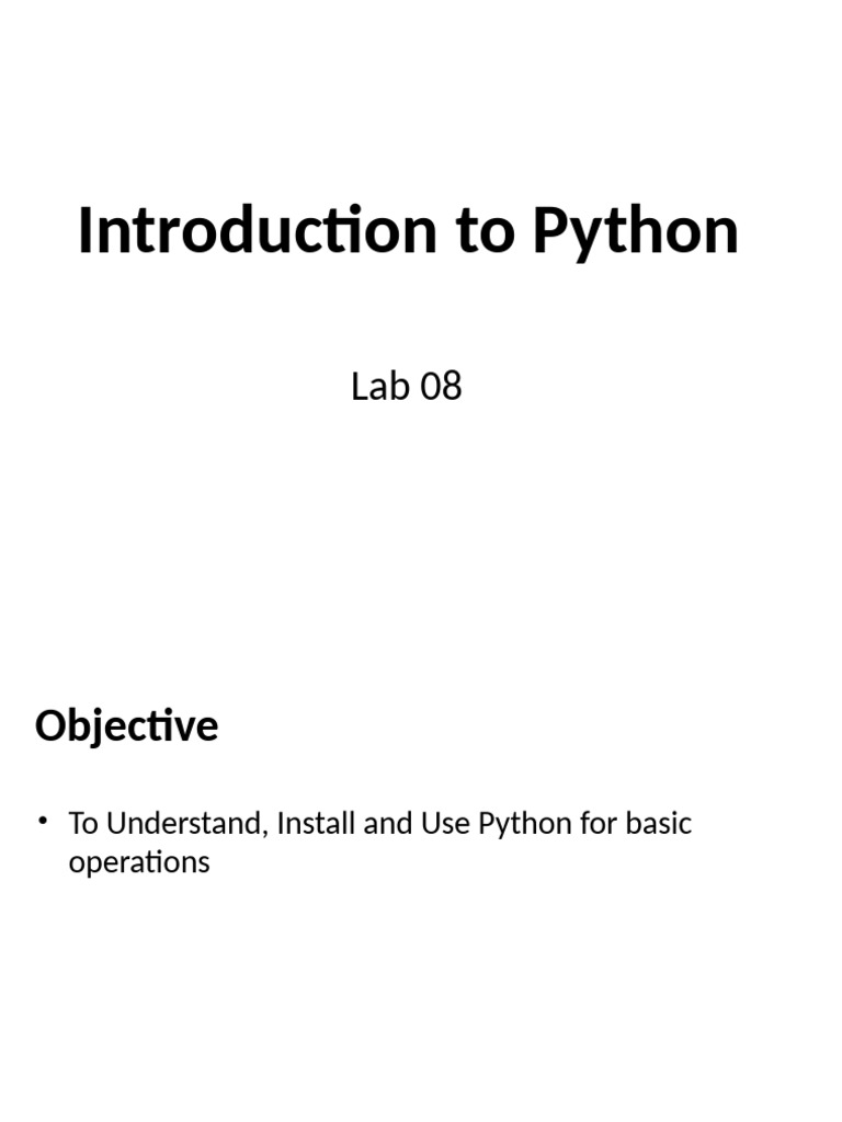 Introduction To Python Pdf Python Programming Language Control Flow