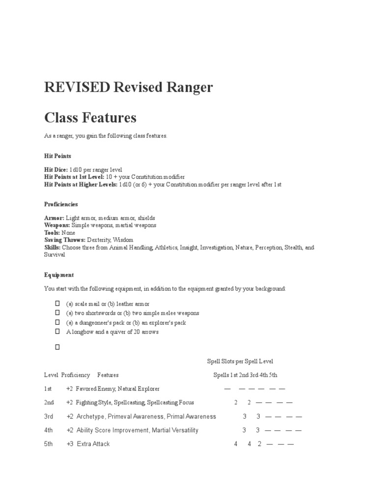 REVISED Revised Ranger | PDF | Role Playing Games | Fantasy Role Playing Games