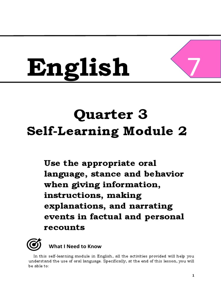 Self-Learning Modules - EEnglish-7-Q3-M2 | PDF | Speech | Word