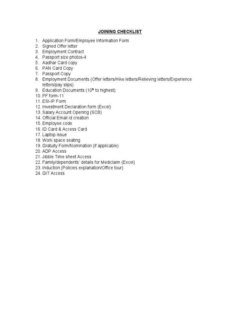 Joining Checklist | PDF