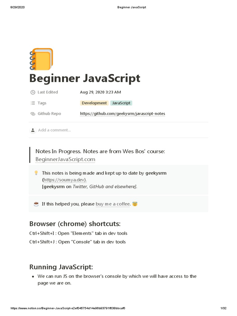 Beginner Javascript: Browser (Chrome) Shortcuts | PDF | Scope (Computer ...