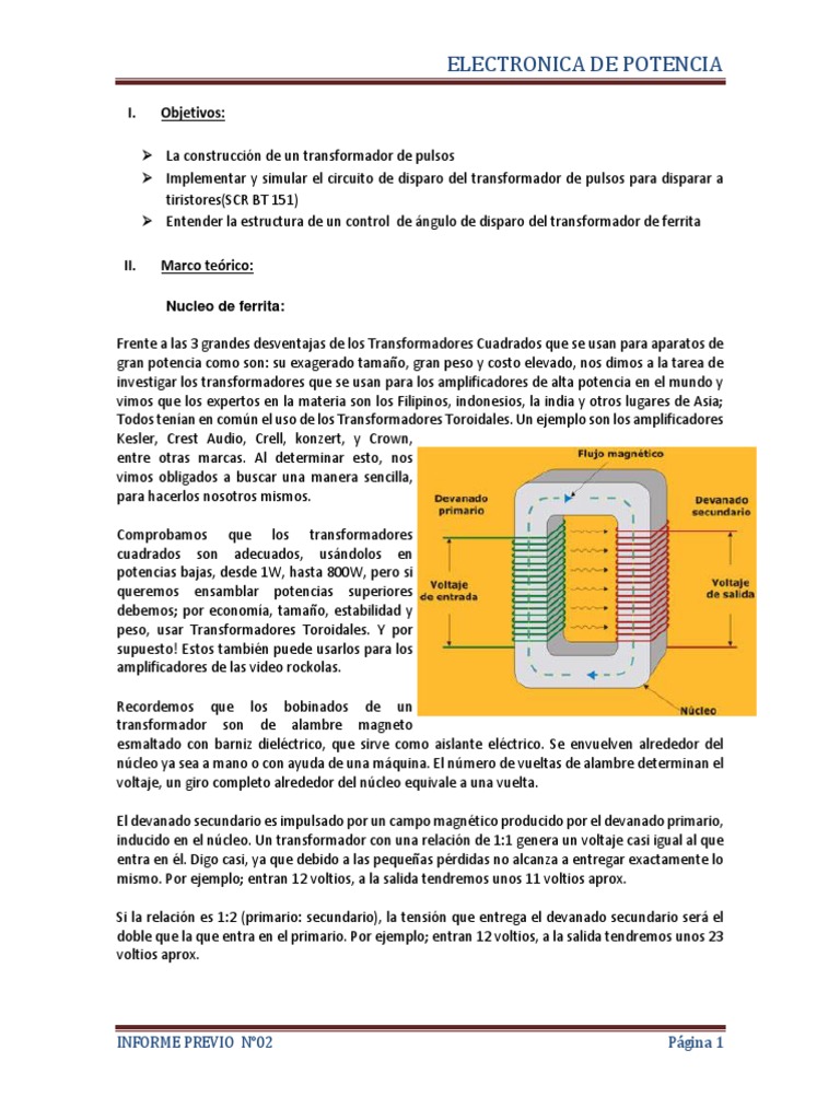 Contruccion Del Transformador de Pulso | PDF | Transformador | Inductor