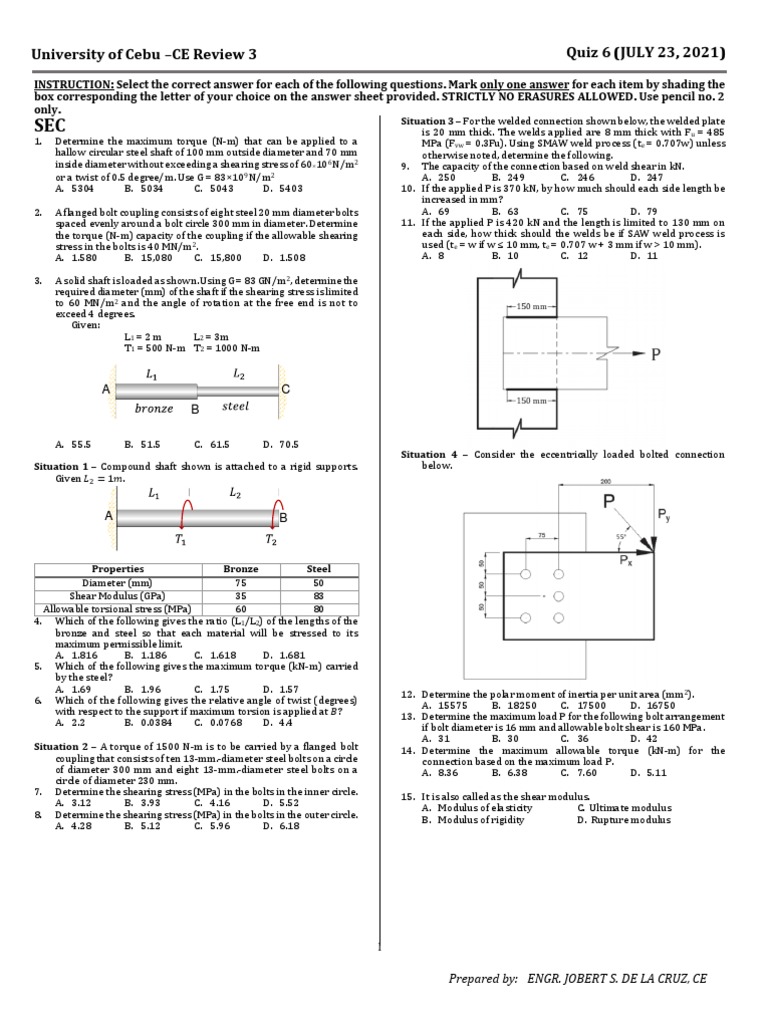 Quiz 6 | PDF | Young's Modulus | Solid Mechanics